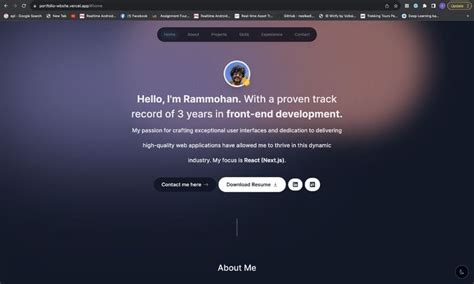 rammohan palliyil on linkedin nextjs portfoliowebsite