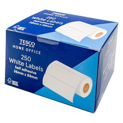 Tesco Self Adhesive White Labels 250 Roll Tesco Groceries
