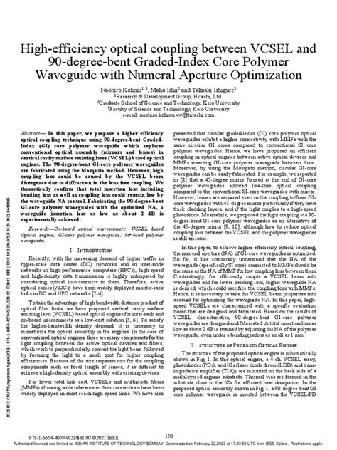 High Efficiency Optical Coupling Between Vcsel And 90 Degree Bent