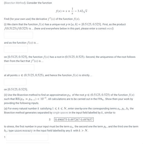 solved bisection method consider the function 1 f x x