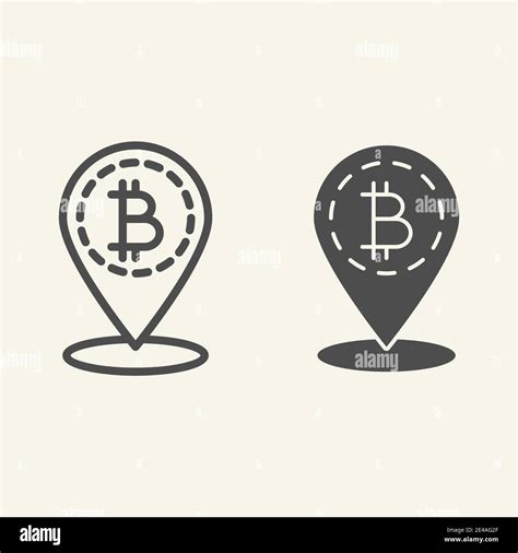 Bitcoin Location Line And Glyph Icon Bitcoin And Map Pin Vector