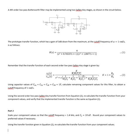 Solved A 4th Order Low Pass Butterworth Filter May Be