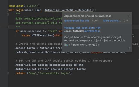 Pycharm Argument Name Should Be Lowercase Issue 11 IndominusByte Fastapi Jwt Auth GitHub