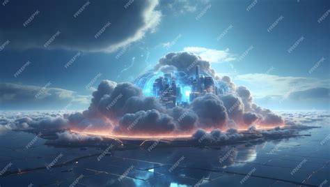 Premium Ai Image Cloud Server Infrastructure Futuristic Hightech Minimalistic Design Sleek