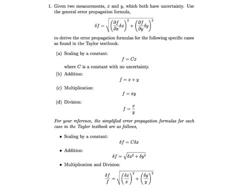 1 Given Two Measurements And Y Which Both Have Uncertainty Use The