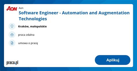 Archiwalna Oferta Nr 8676646 Software Engineer Automation And