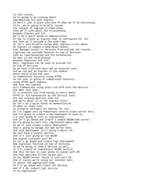 Implementing Tls With Ingress Pdf Transport Layer Security