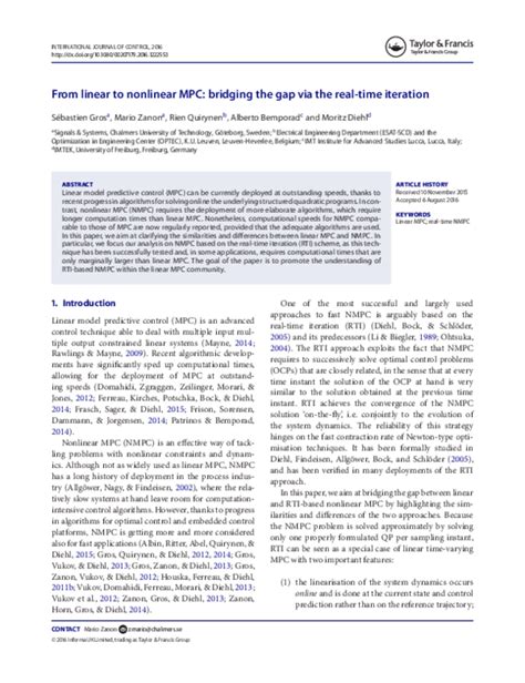 Pdf From Linear To Nonlinear Mpc Bridging The Gap Via The Real Time