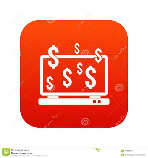 Computer Monitor And Dollar Signs Icon Digital Red Stock Vector Illustration Of Investment
