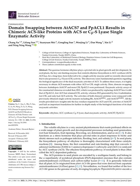 Xu Et Al 2023 Ijms Pdf Conserved Sequence Proteins