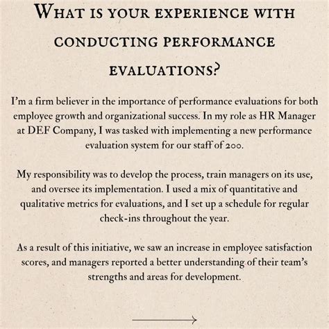 Interview Question What Is Your Experience With Conducting Performance