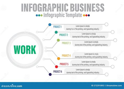 6 Project Modern Circle Timeline Diagram With Planning Workflow And Circles Presentation Vector