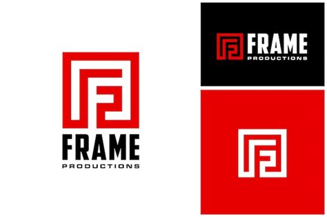 사각형 프레임 라인 로고 디자인의 초기 문자 F 및 P 모노그램 Fp Pf 프리미엄 벡터