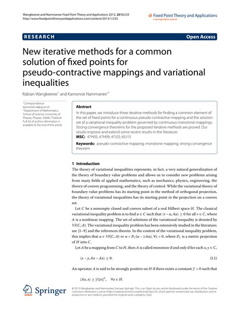 Pdf New Iterative Methods For A Common Solution Of Fixed Points For