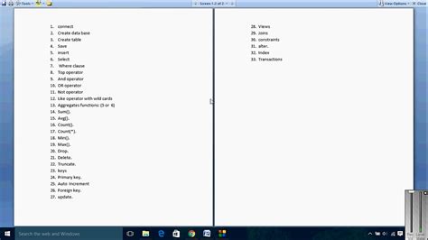 Outline Of DBMS Practical Using Sql Server 2014 In Urdu Hindi Full