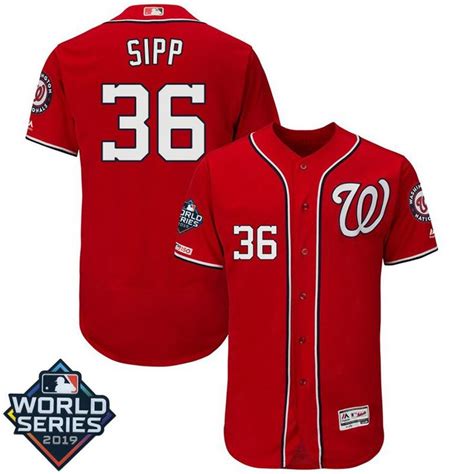 Washington Nationals 36 Tony Sipp Red 2019 World Series Flex Base Jersey