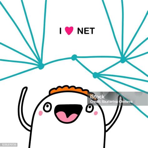 나는 사랑 그물 손으로 그린 벡터 일러스트 로 만화 낙서 스타일 남자 터치 세계 와이드 격언에 대한 스톡 벡터 아트 및 기타