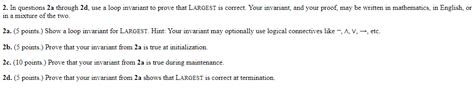 Solved In Questions 2a Through 2d ﻿use A Loop Invariant To