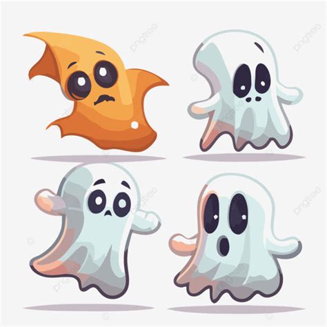 할로윈 유령 벡터 스티커 클립 아트 밝은 주황색과 밝은 밤색 만화 스타일 상표 Png 일러스트 및 벡터 에 대한 무료 다운로드 Pngtree