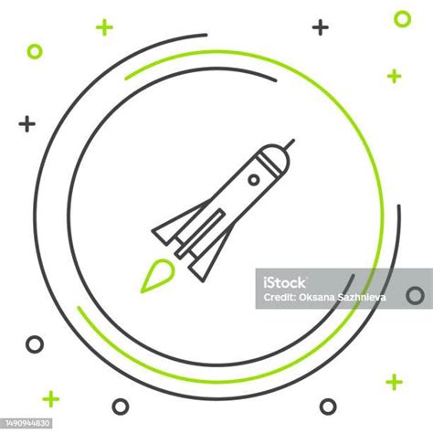 흰색 배경에 고립 된 화재 아이콘라인 로켓 선박 우주 여행 다채로운 개요 개념 벡터 3차원 형태에 대한 스톡 벡터 아트 및 기타 이미지 3차원 형태 Launch
