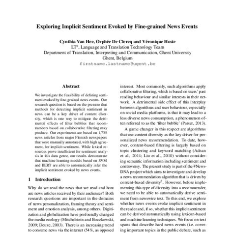 Exploring Implicit Sentiment Evoked By Fine Grained News Events Acl Anthology