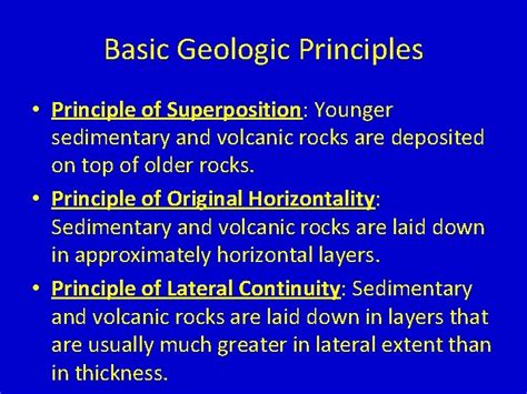 sedimentary rocks basic geologic principles principle of superposition