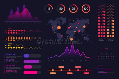 infographic dashboard template data screen with colorful graphs