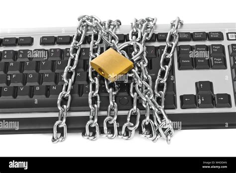 Computer Keyboard And Chains Stock Photo Alamy