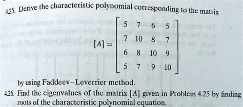 solved 4 25 using vba derive the characteristic polynomial