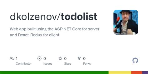 github dkolzenov todolist web app built using the asp core for