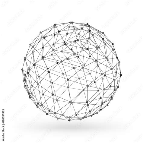 Wireframe Polygonal Geometric Element Sphere With Connected Lines And