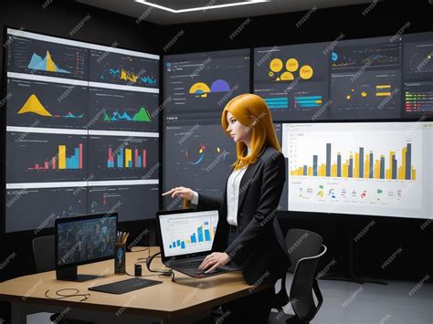 Premium Photo Analyst Working On Data Analysis Or Bi Dashboard On Computer Monitor Business