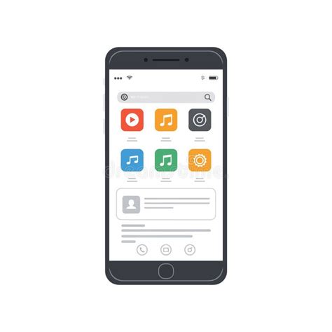 Mobile Phone Interface Featuring Colorful App Icons In Flat Vector Art Stock Vector