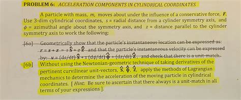 Solved A Particle With Mass M Moves About Under The