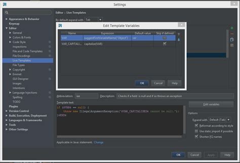 Live Template Easily Generate Illegalargumentexception Blocks For Null Objects Rintellijidea