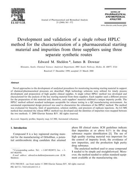 pdf development and validation of a single robust hplc method for the