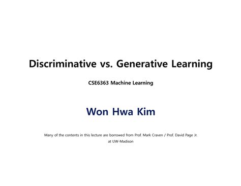 08 Discriminative Generative Learning Cse 6363 Discriminative Vs