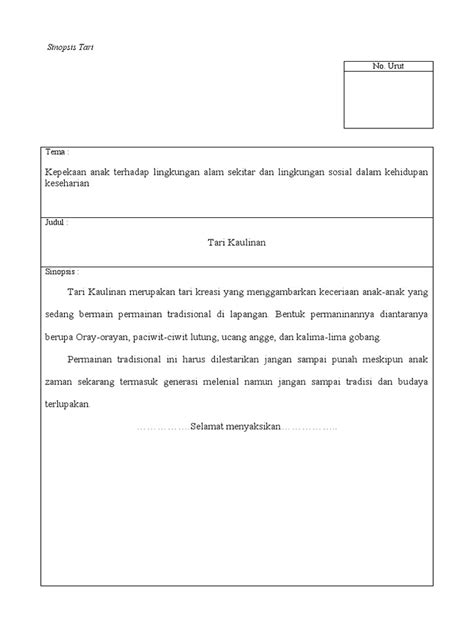Format Sinopsis Pantomim And Tari Dan Pembuatan Anyaman Pdf