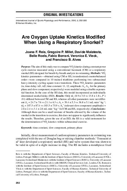 Pdf Are Oxygen Uptake Kinetics Modified When Using A Respiratory Snorkel