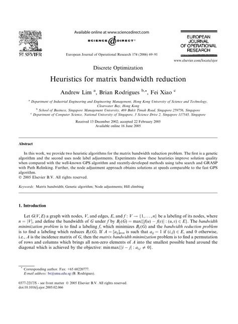 pdf heuristics for matrix bandwidth reduction dokumen tips