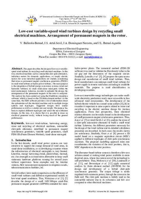 Pdf Low Cost Variable Speed Wind Turbines Design By Recycling Small Electrical Machines