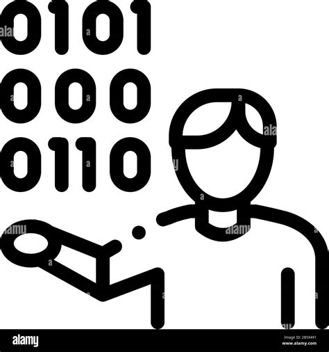 Human Binary Code Icon Vector Outline Illustration Stock Vector Image