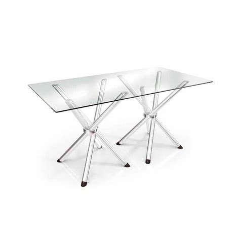 Mesa de Vidro Retangular com Pé Duplo Cialoc