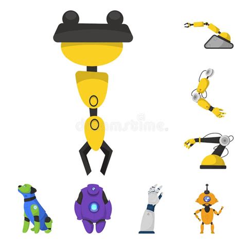 Isolated Object Of Robot And Factory Sign Set Of Robot And Space Stock Symbol For Web Stock