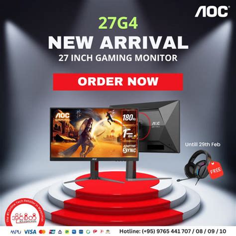 အသစ်ရောက်လာတဲ့ Aoc 27 Inch Ips Gaming Monitor 27g4 လေးကို 905 000 ကျပ