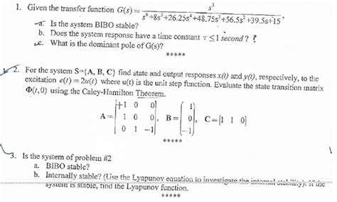 Solved Given The Transfer Function Gs76855 26255€ 48755 56