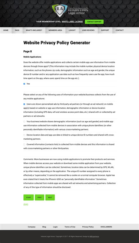 Website Privacy Policy Generator