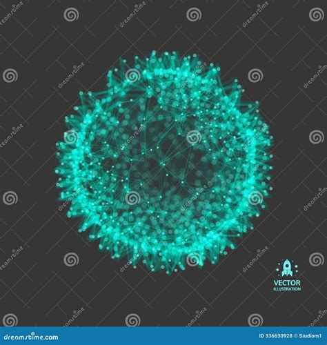 Sphere With Connected Lines And Dots Glowing Grid Connection Structure Stock Vector