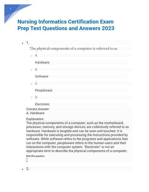 Nursing Informatics Certification Exam Prep Test Questions And Answers 2023 Exams Nursing
