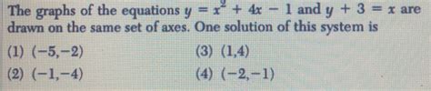solved the graphs of the equations y x 2 4x 1 and y 3 x are drawn on